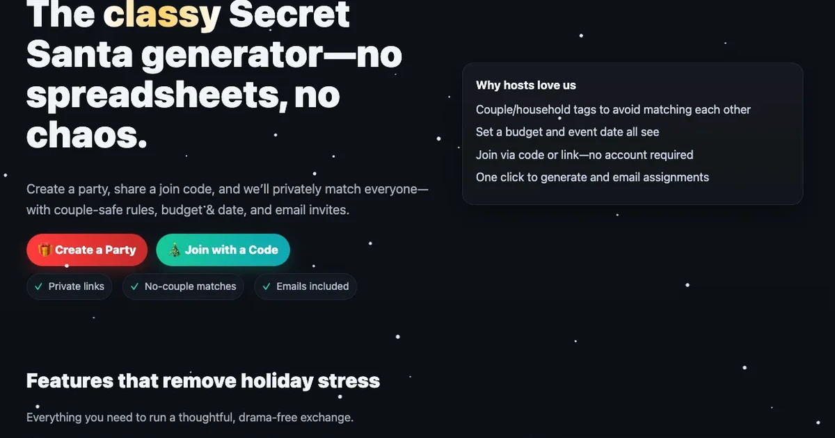 Secret Santa Generator for Sale | Indiemaker